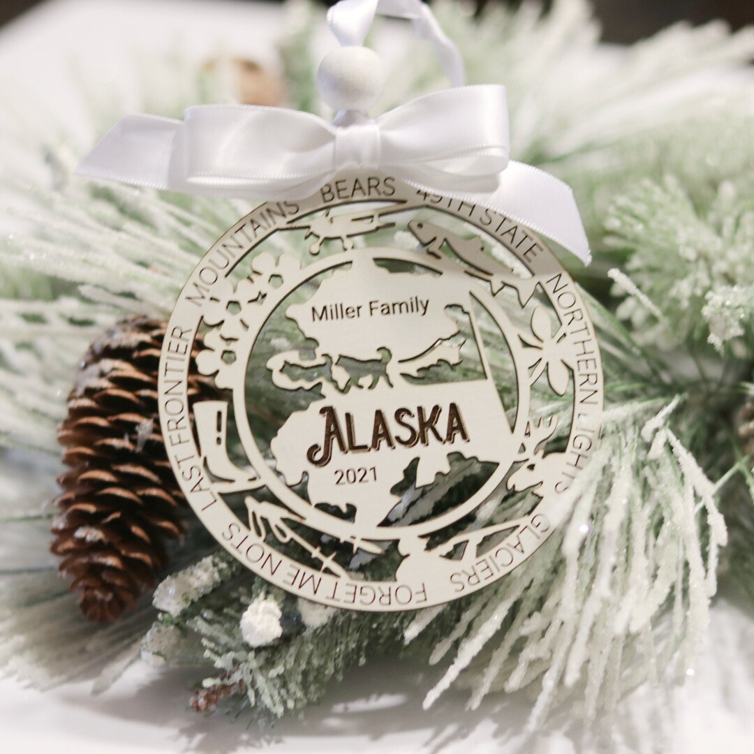 Personalized Christmas Ornament, Alaska Christmas Wood Ornament ...