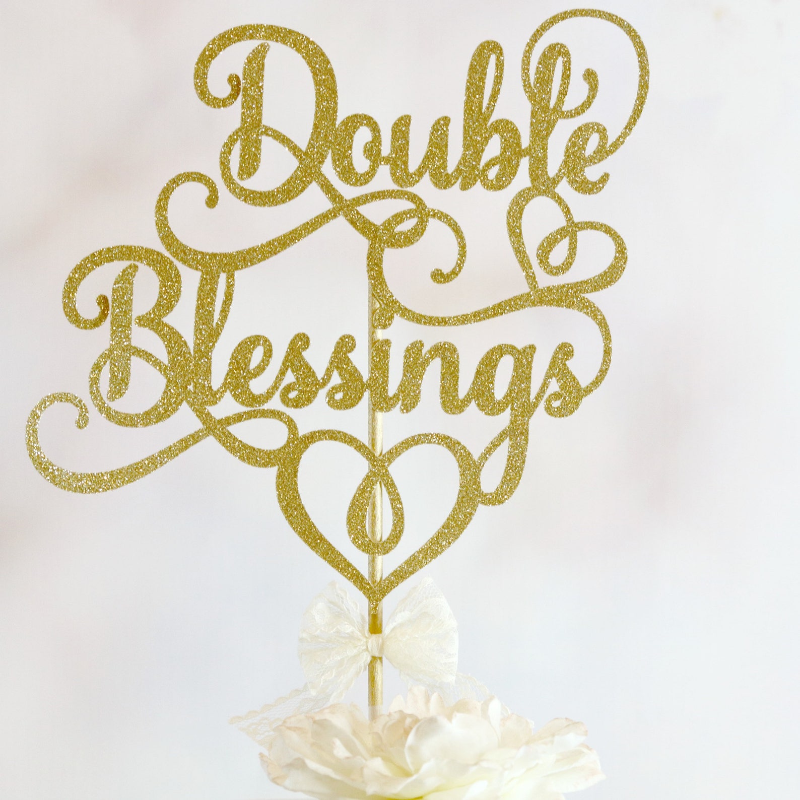 Double Blessings Cake Topper: Glitter Twins Baby Shower Decor - Etsy