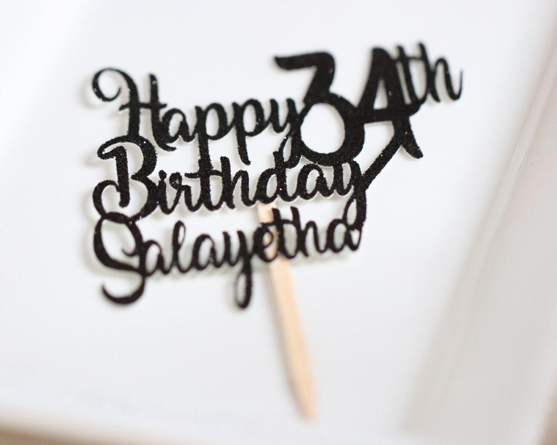 34th Birthday Cake Topper Party Favors Glitter Cake Topper | Etsy