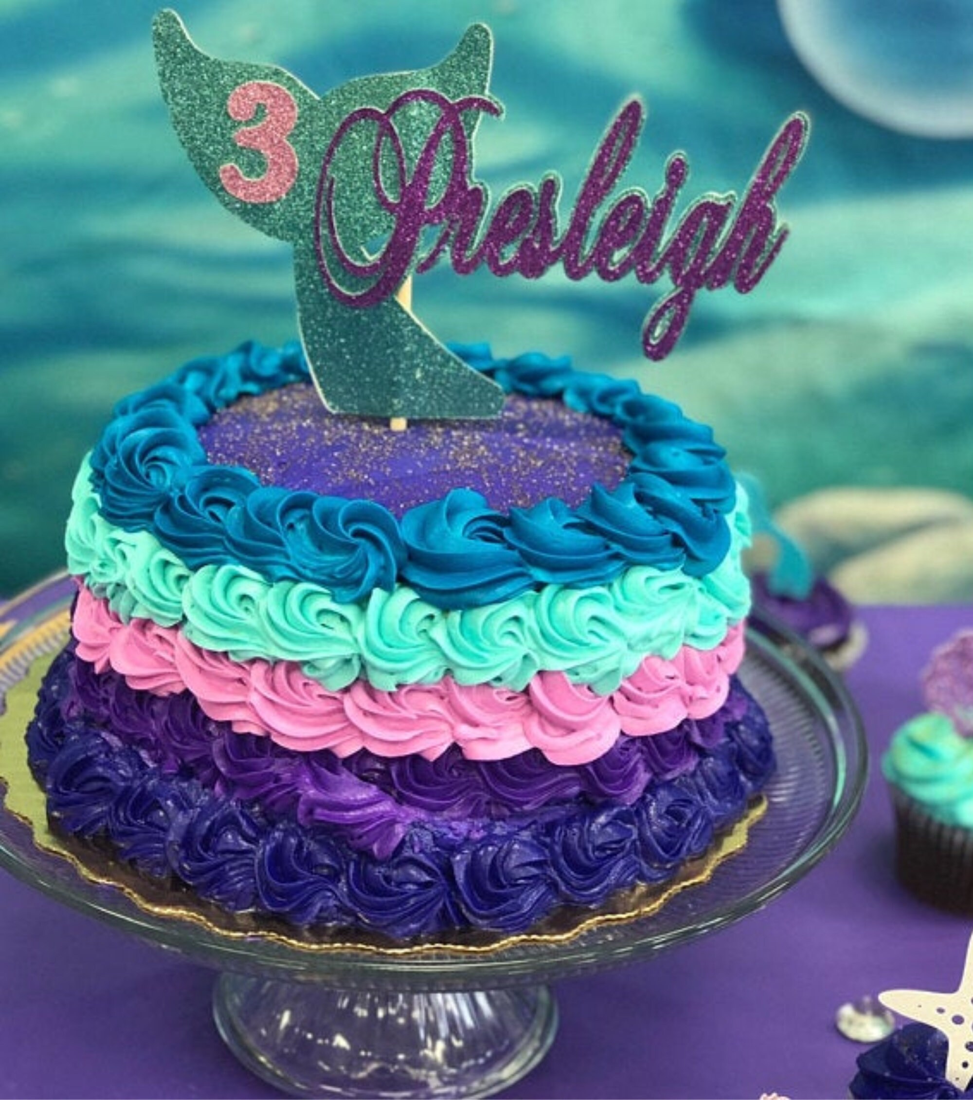 Party Décor Party Supplies Little Mermaid cake topper custom age and ...