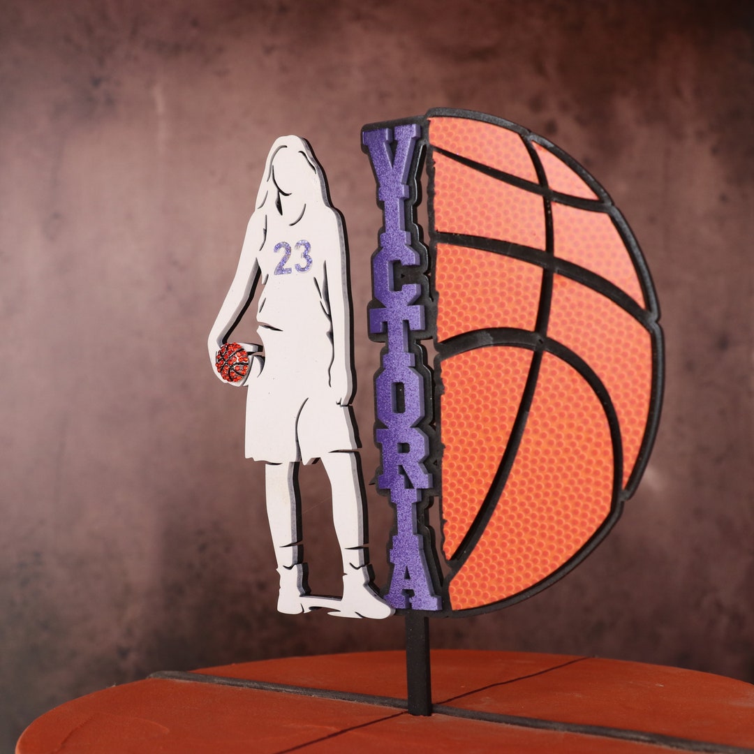 Basketball Cake Topper, Wood Birthday Cake Topper, Personalized Sports ...
