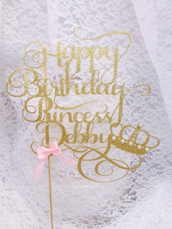 Cake Toppers & Picks Party Décor Personalised Pink and Gold Cake Topper ...