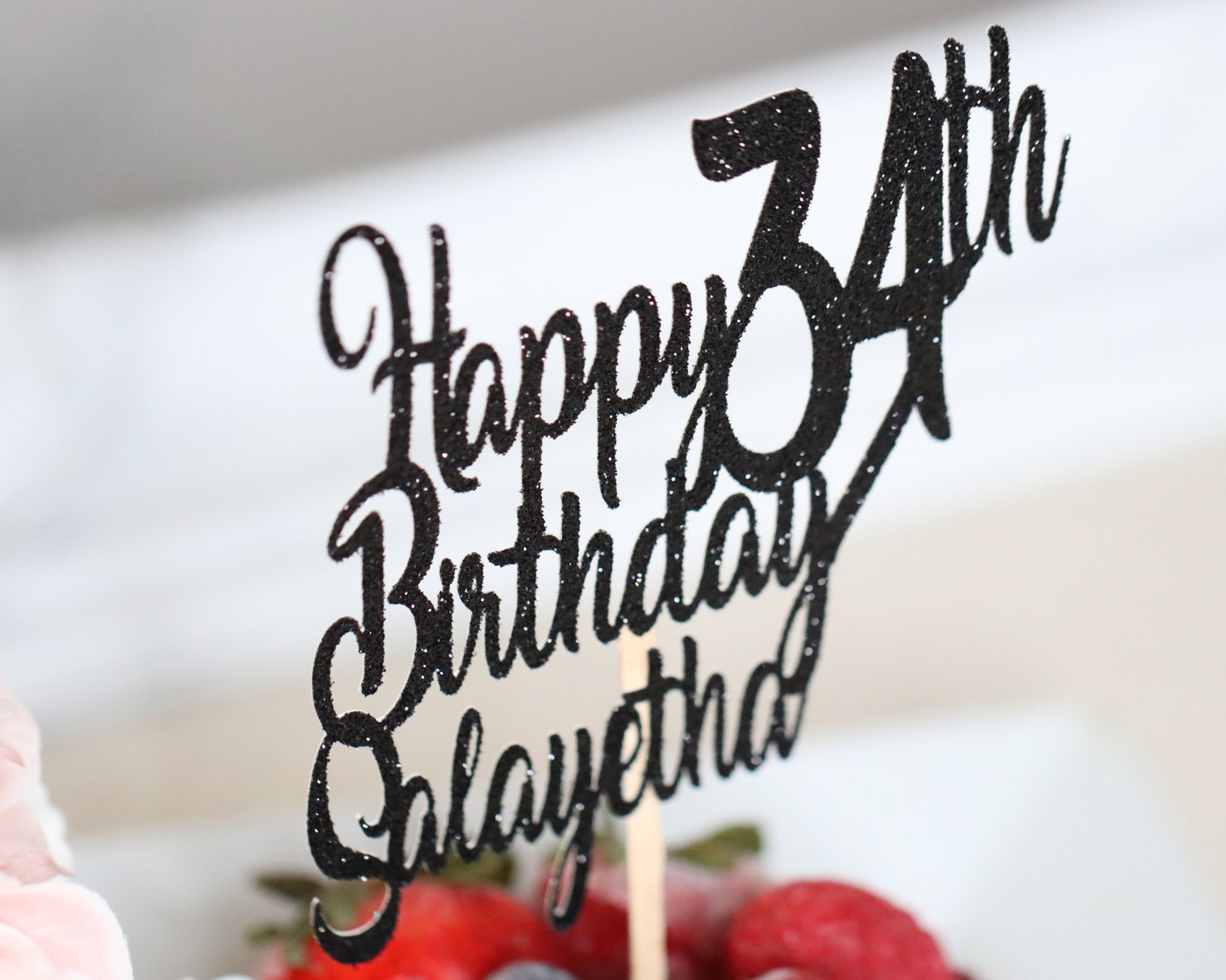 34th Birthday Cake Topper Party Favors Glitter Cake Topper | Etsy
