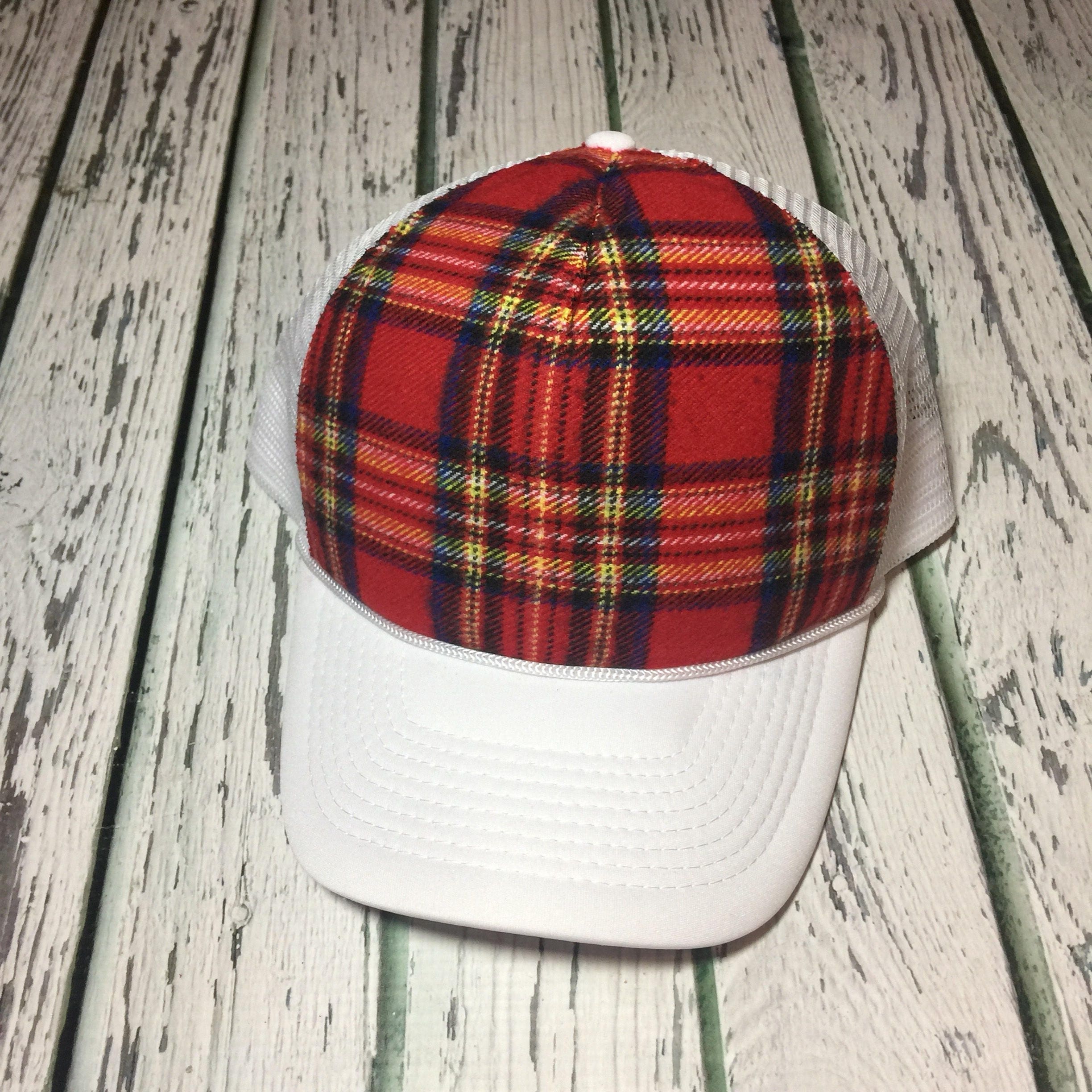 Flannel hat plaid hat plaid trucker hat plaid fashion red | Etsy