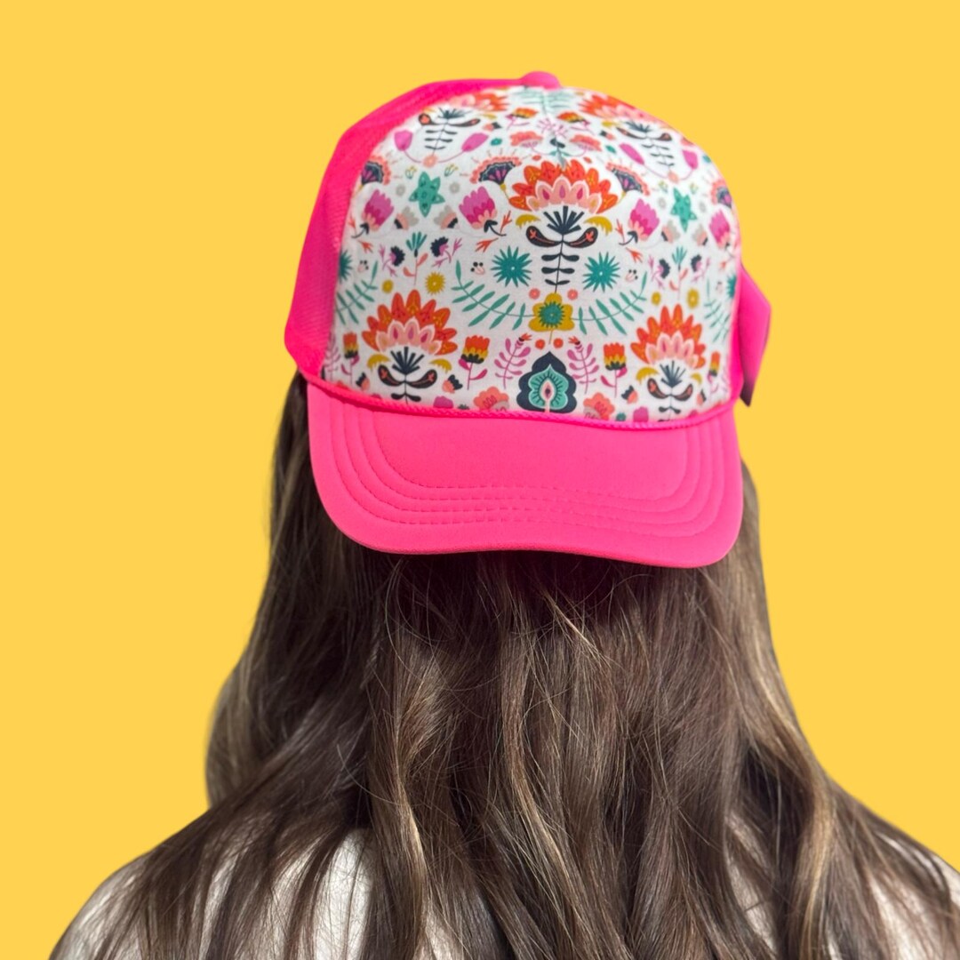 Floral Trucker Hat: Rainbow Design, Custom Fit - Etsy