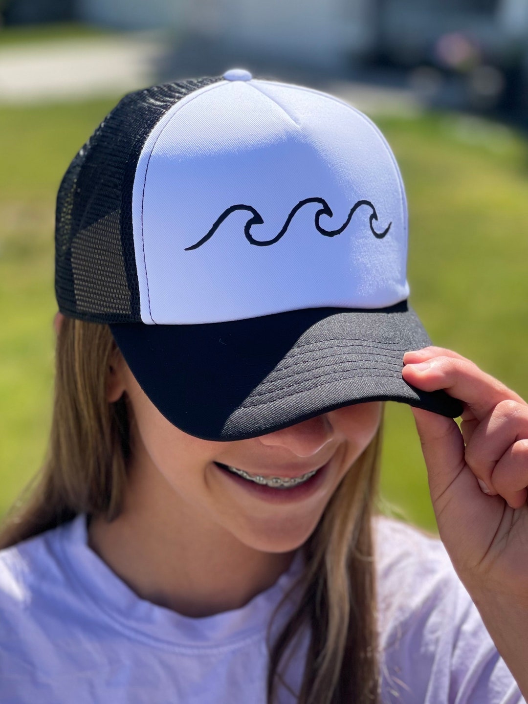 Wave Hat, Wave Trucker Hat, Beach Hat, Ocean Hat, Wave Fashion, Womens ...