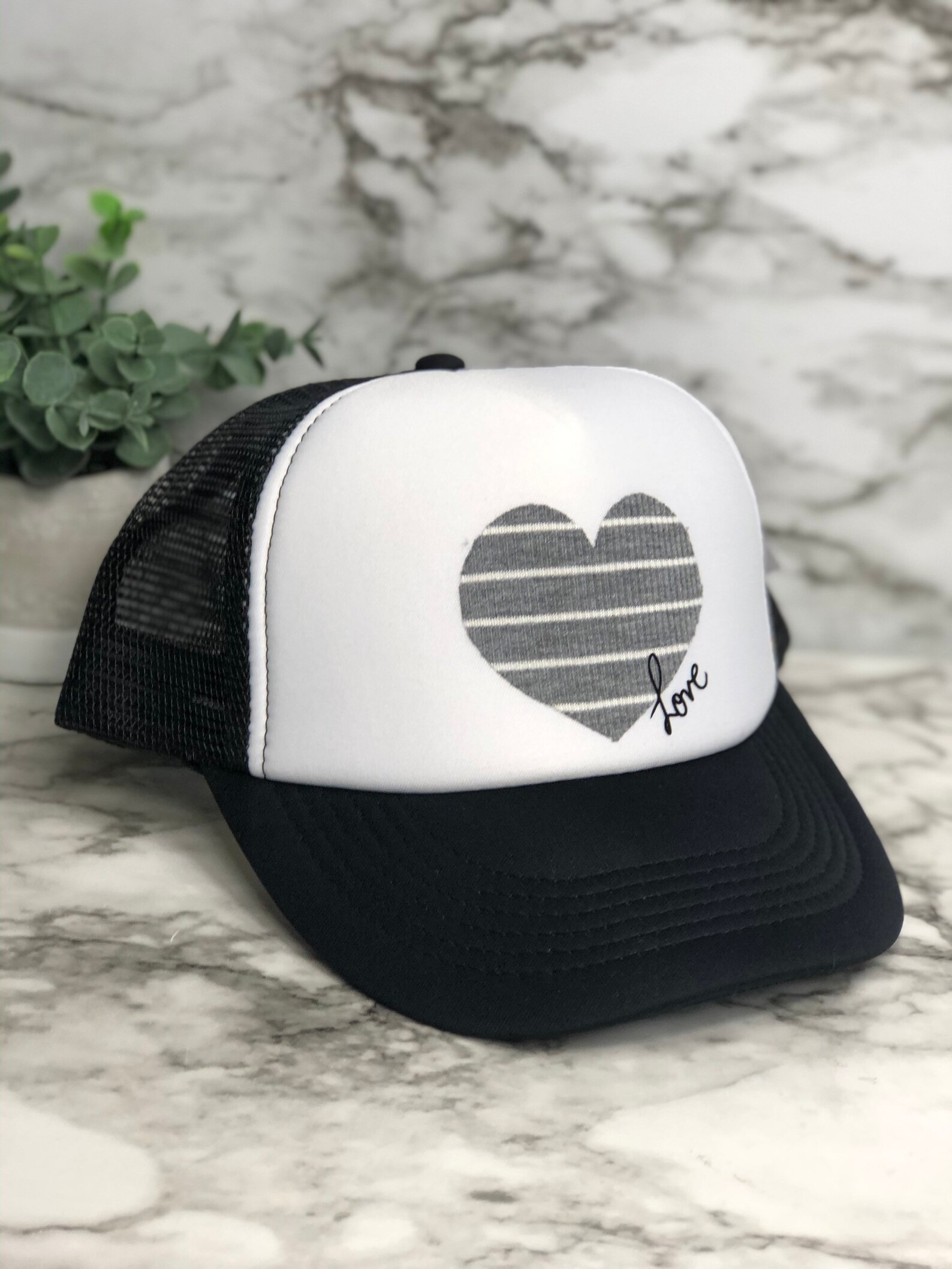 Womens Hat Womens Gift Striped Heart Trucker Hat Cute Heart - Etsy