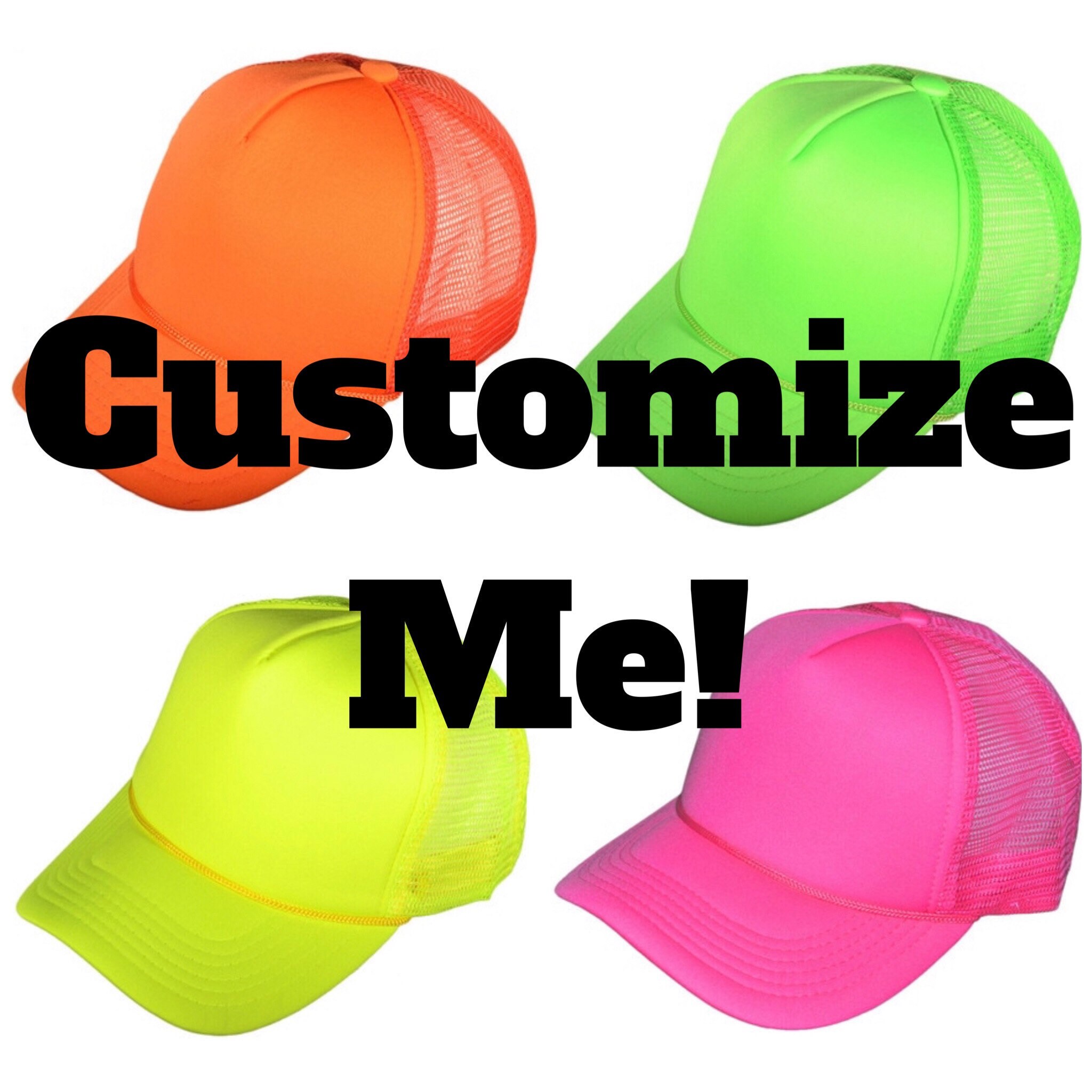 Custom Hat Custom Neon Hat Custom Neon Trucker Hats Neon - Etsy