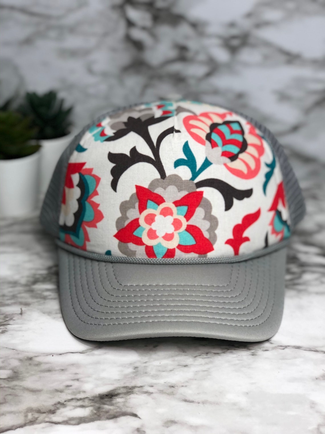 Floral hat cute flora hat floral trucker hat floral | Etsy
