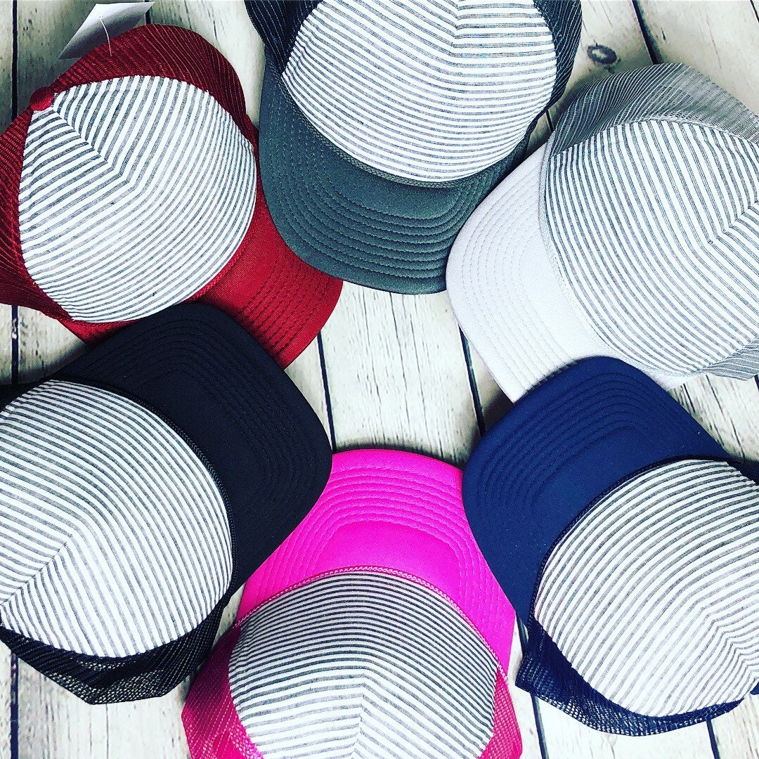 Simple stripe hat striped trucker hat hat with stripes | Etsy