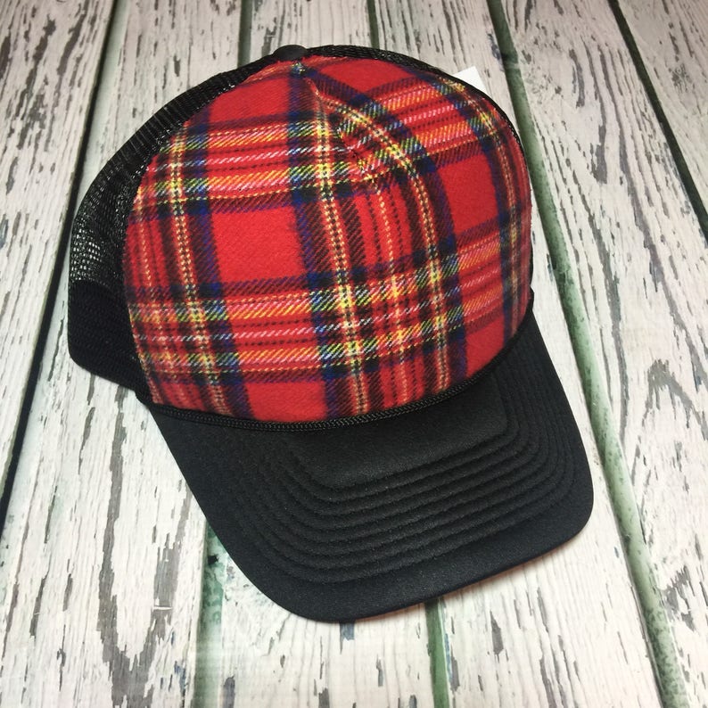 Flannel hat plaid hat plaid trucker hat plaid fashion red | Etsy