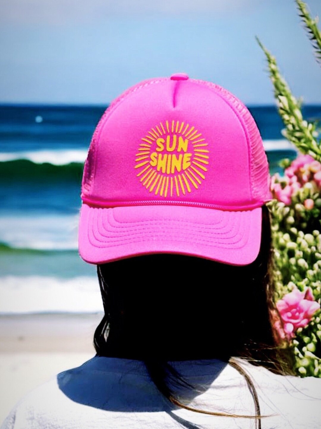 Sunshine Trucker Hat: Neon Summer Beach Hat, Lake Life Vibes - Etsy