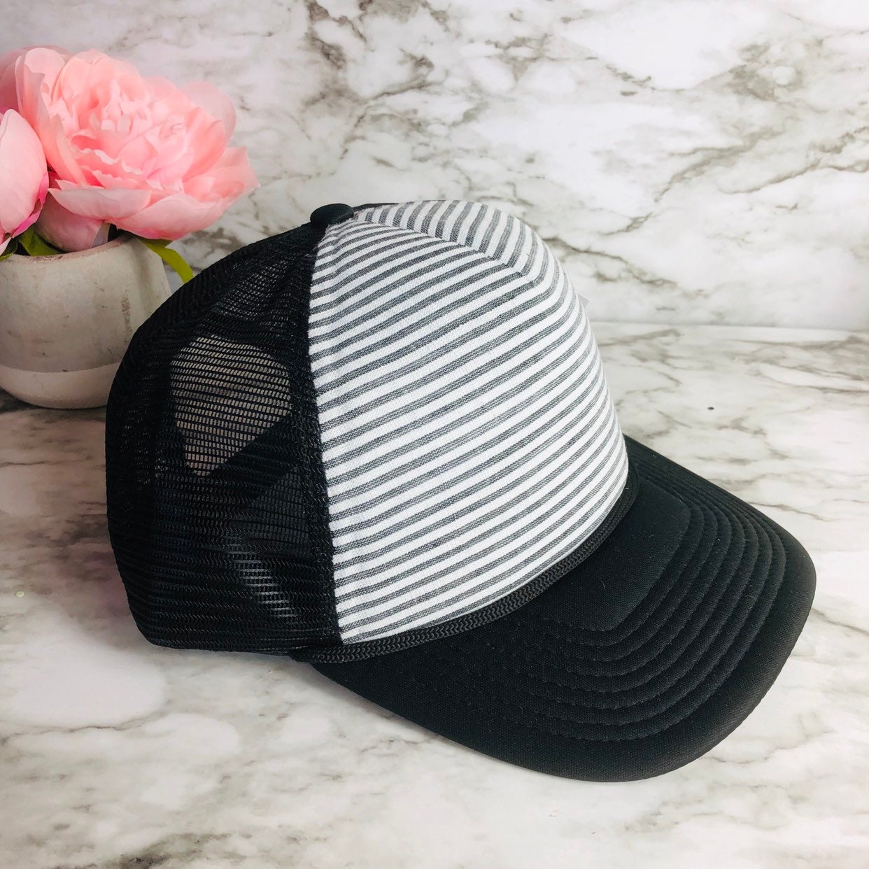 Simple stripe hat striped trucker hat hat with stripes | Etsy