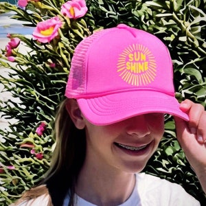 Sunshine Trucker Hat: Neon Summer Beach Hat, Lake Life Vibes - Etsy