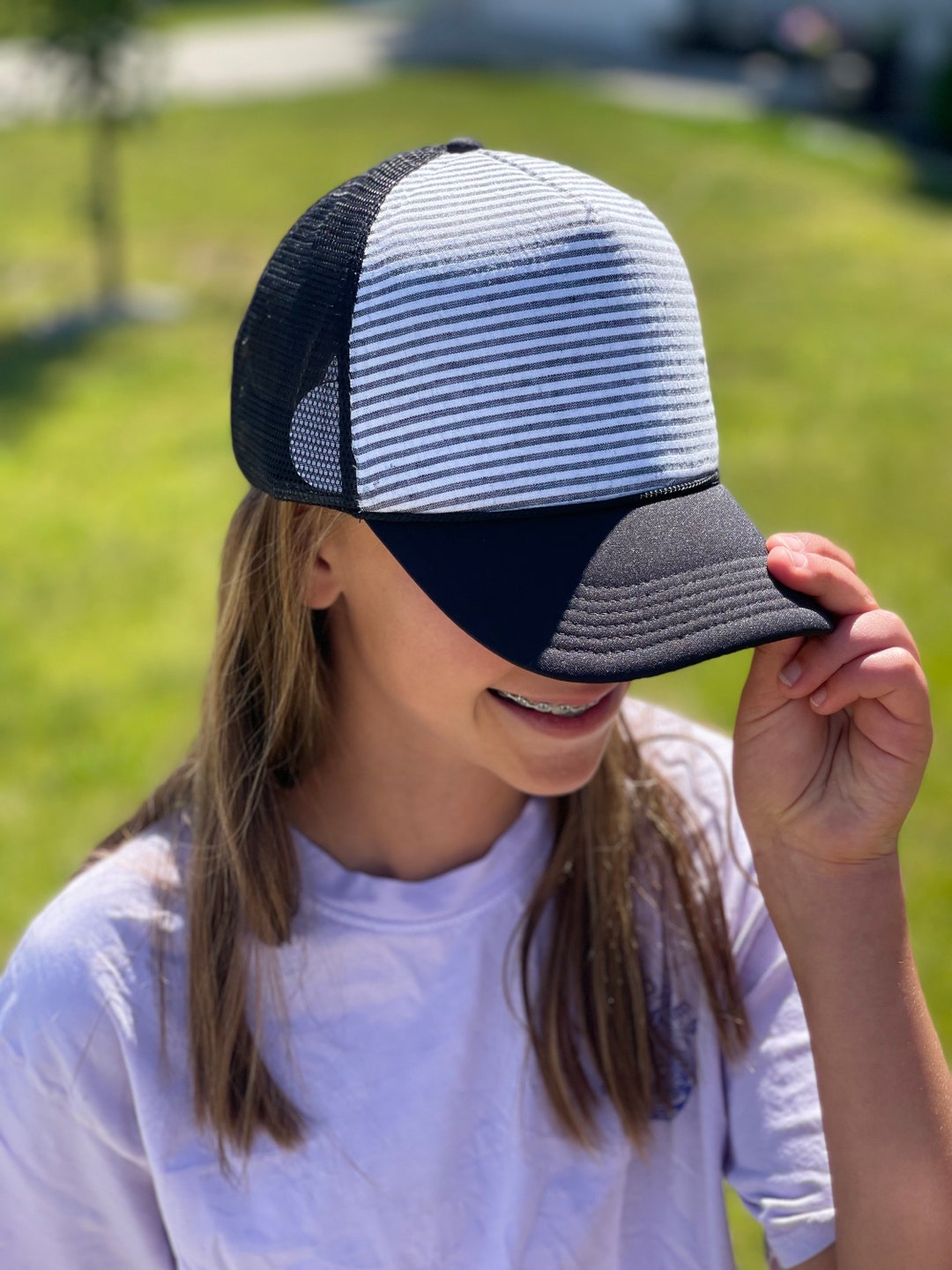 Simple Stripe Hat Striped Trucker Hat Hat With Stripes - Etsy