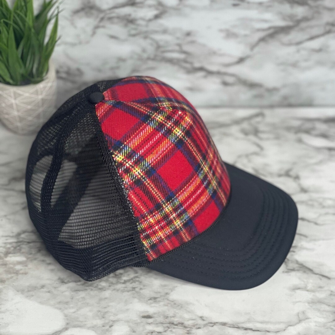 Flannel Hat, Plaid Hat, Plaid Trucker Hat, Plaid Fashion, Red Plaid ...