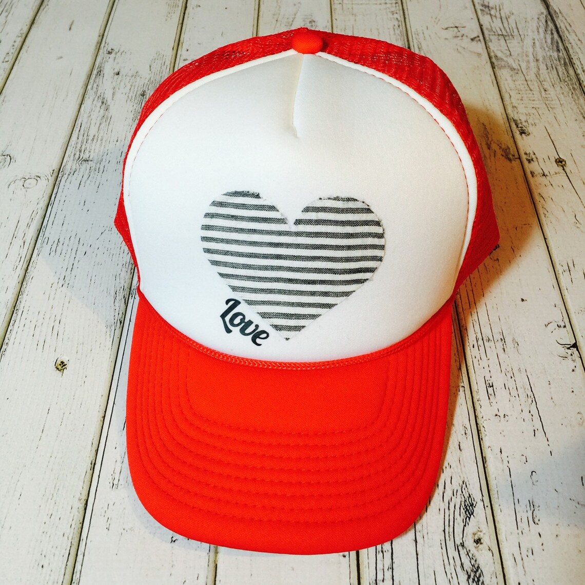 Womens hat womens gift Striped heart trucker hat cute heart | Etsy