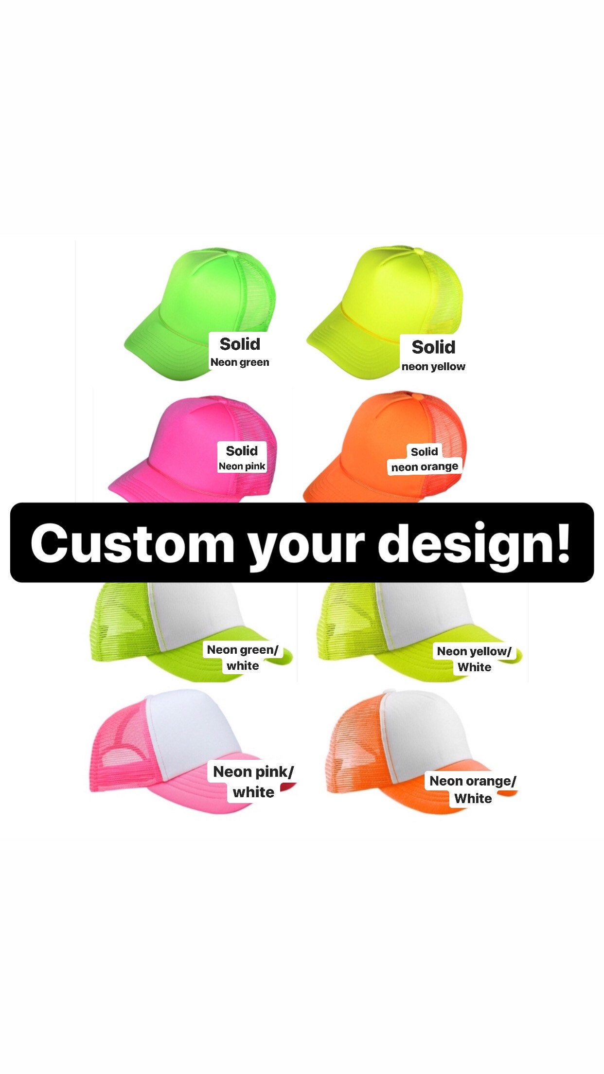 Custom Hat Custom Neon Hat Custom Neon Trucker Hats Neon - Etsy
