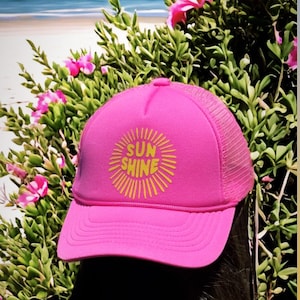 Sunshine Trucker Hat: Neon Summer Beach Hat, Lake Life Vibes - Etsy