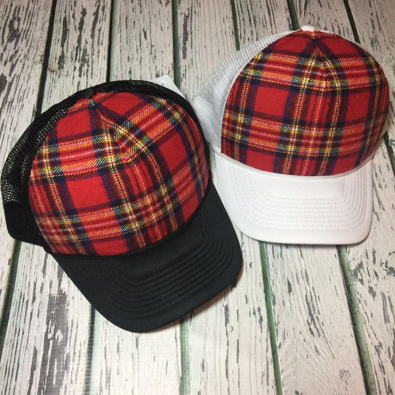 Flannel Hat Plaid Hat Plaid Trucker Hat Plaid Fashion Red - Etsy