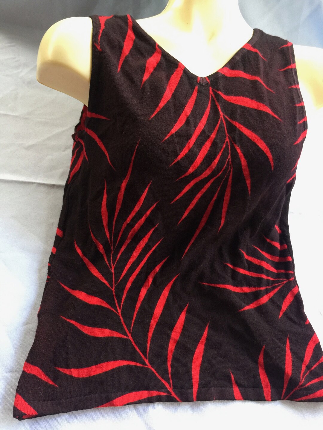 Black Red Top, Sleeveless Black Top, Sleeveless Knit Top, Black Stretch ...