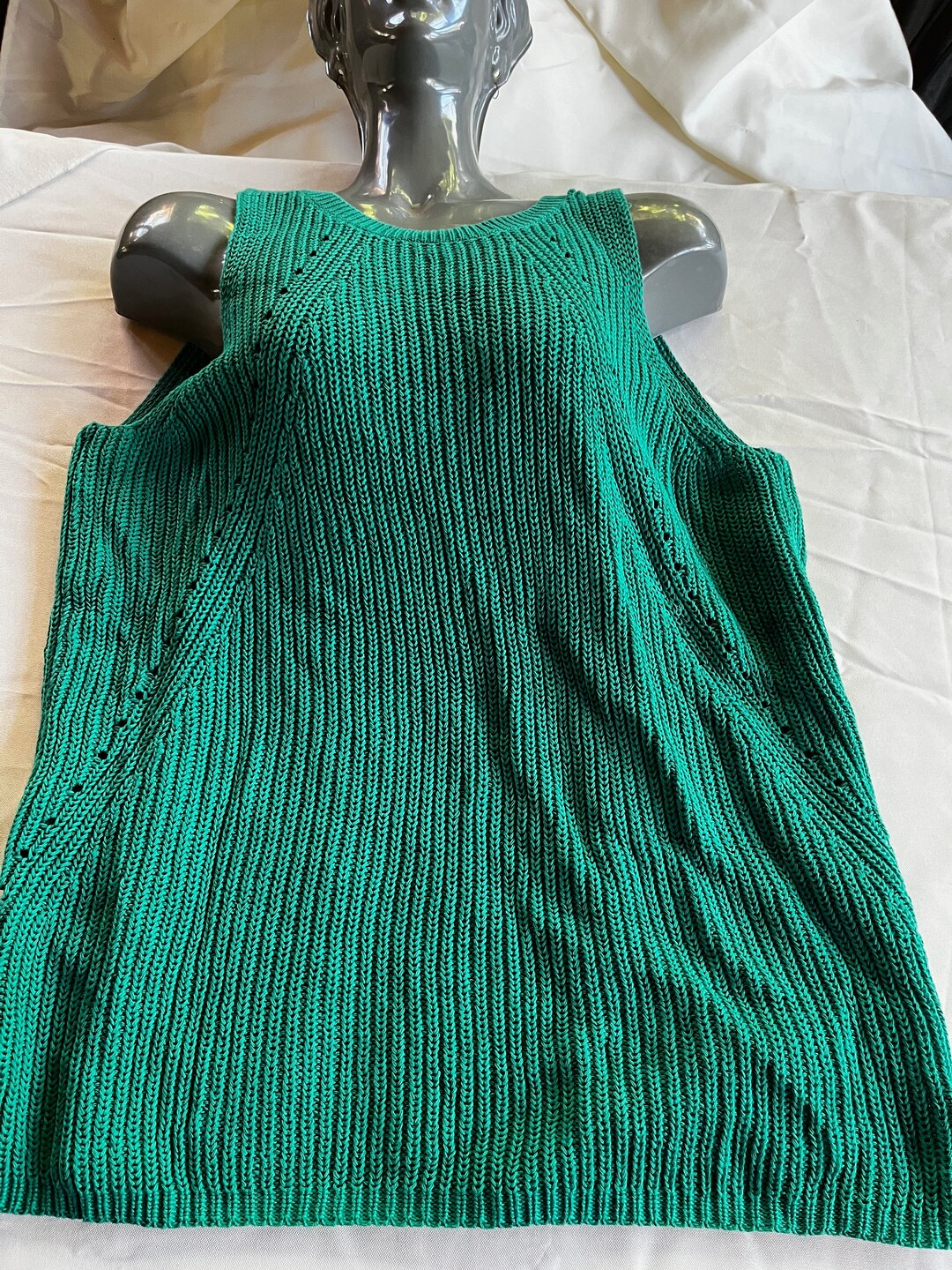 Sleeveless Knit Top, Green Knit Top, Green Top, Sleeveless Sweater ...