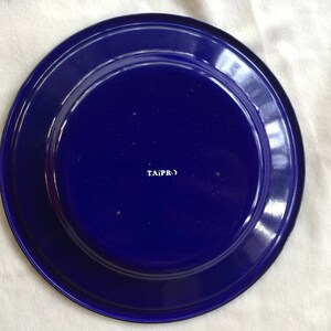 Metal Plate, Blue Enamel Plate, Enamelware Plate, White Tin Plate ...