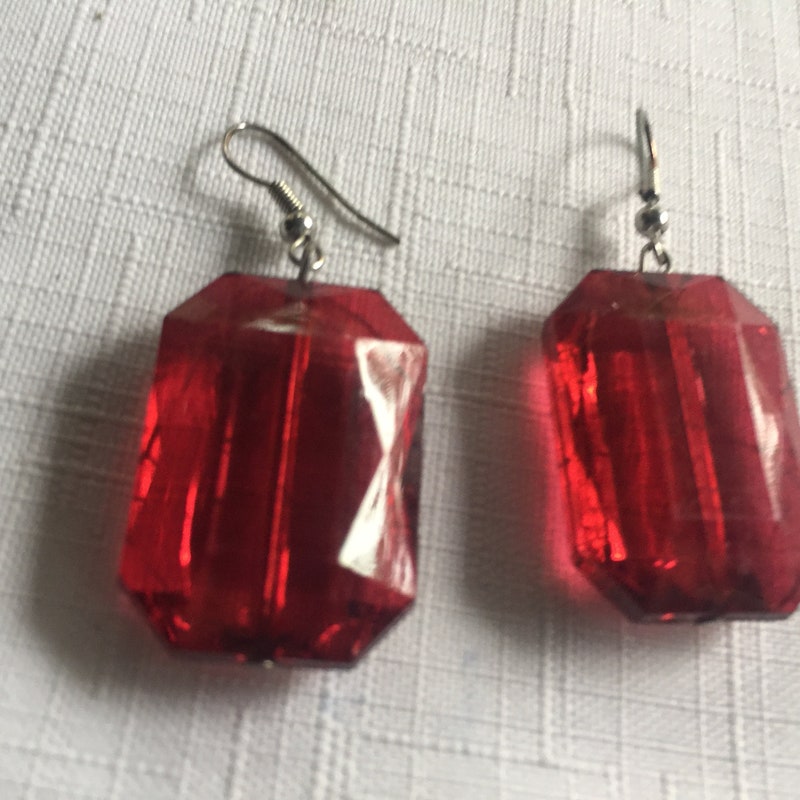 Red Jewel Earrings - Etsy