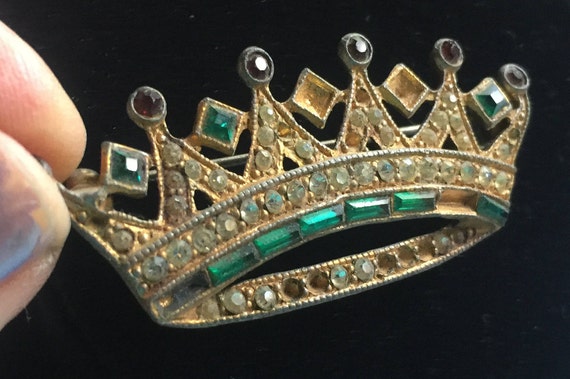Crown Pin, Queen Pin, Retro Rhinestone Pin, Crown Bro… - Gem