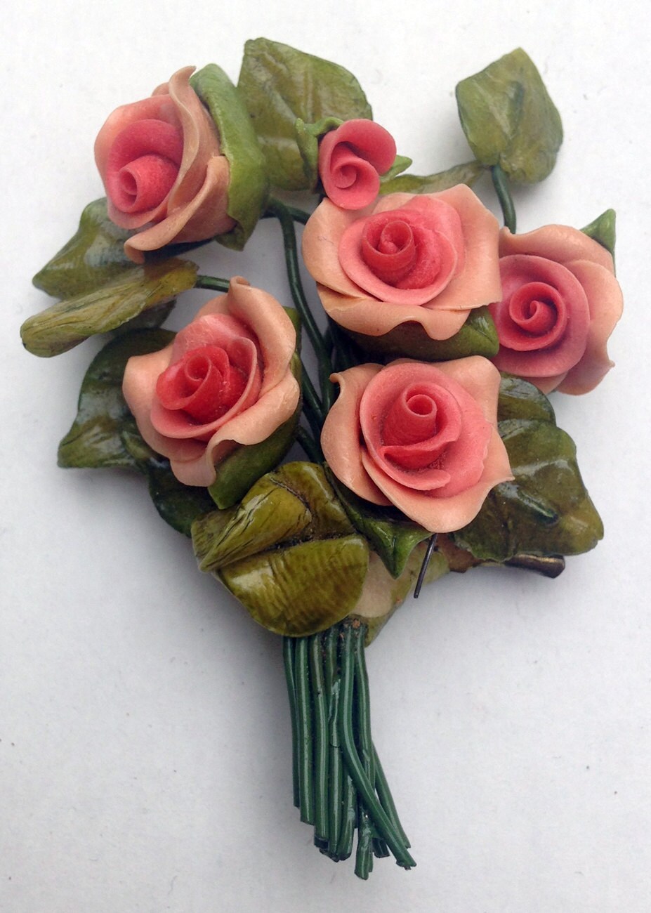 Flower Pin Vintage Romantic Flower Bouquet Brooch Rose Pin Bridal Pin ...