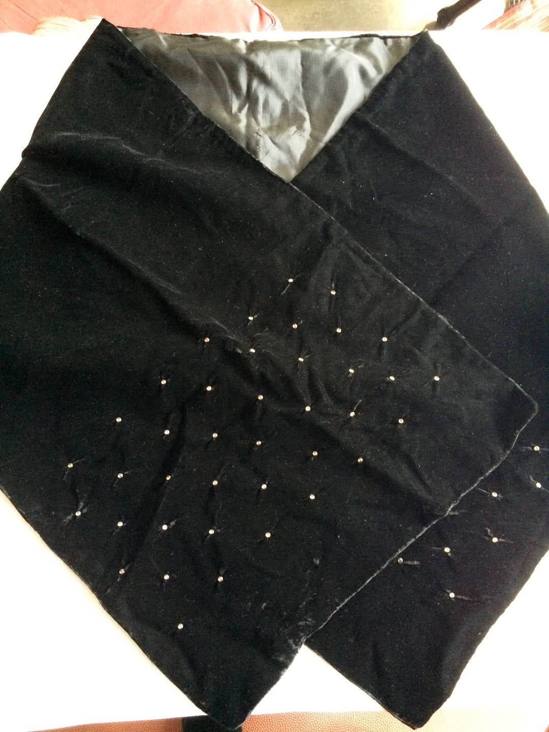 Black Stole, Black Velvet Stole, 50s Black Stole, Beaded Black Stole ...