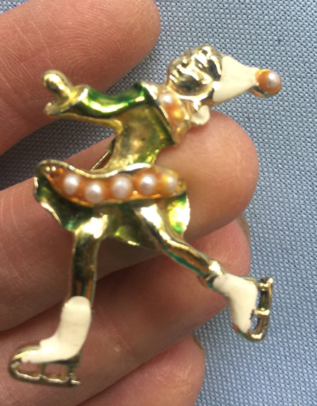 Ice Skater Pin, Ice Skater Brooch, Skating Pin, Skating Brooch, Winter ...