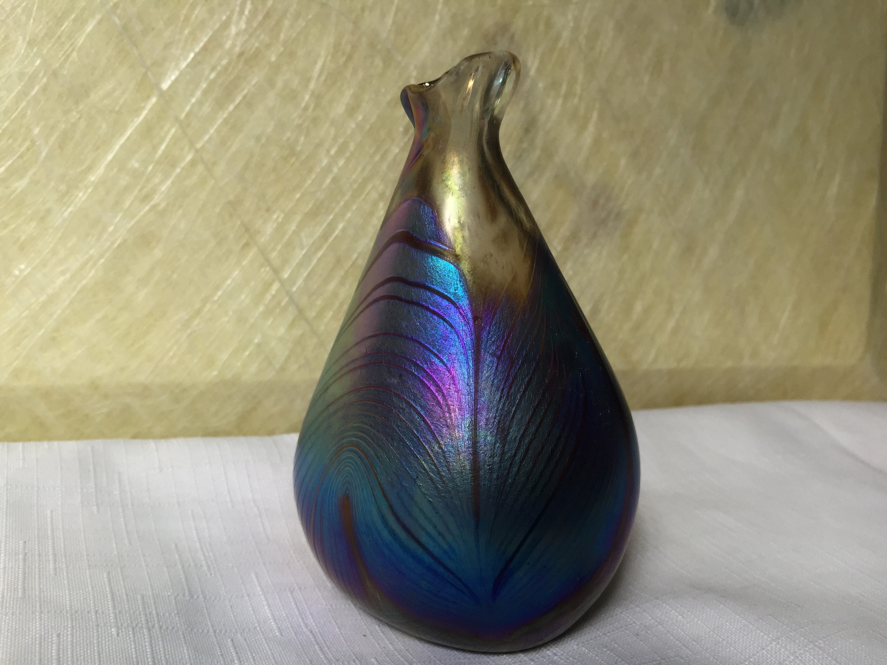 Pulled Feather Vase Blue Art Vase Artisan Blue Vase Medium | Etsy