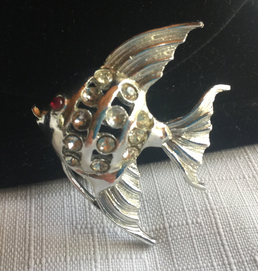 Rhinestone Fish Pin, Fish Pin, Fish Brooch, Tropical Fish Pin, Tropical ...