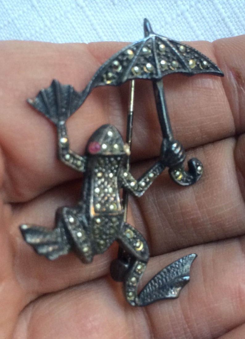 Frog Pin Frog Brooch Retro Frog Pin Frog Jewelry Marcasite | Etsy