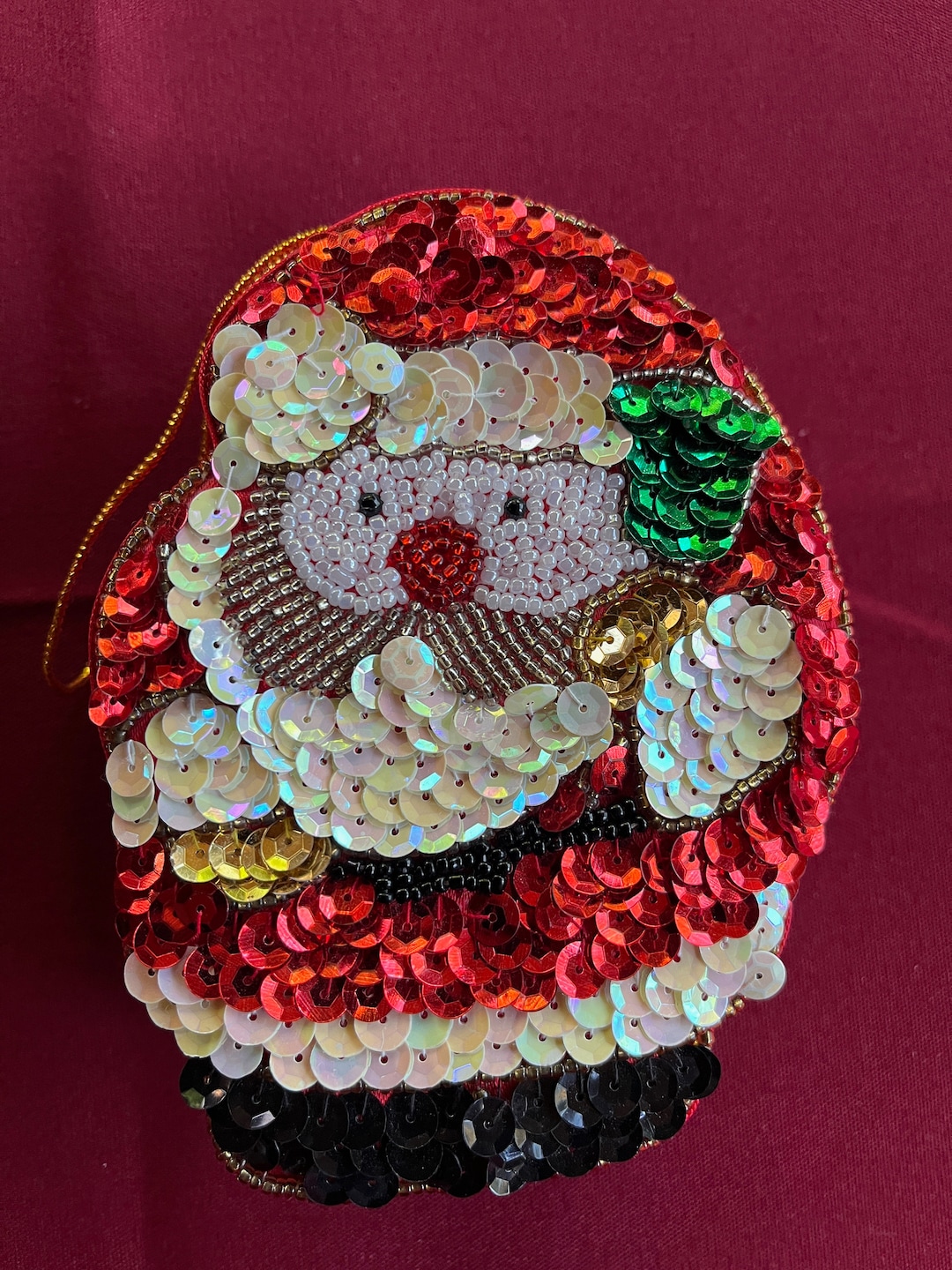 Santa Ornament, Saint Nicholas, Sequin Santa, Santa Spode Ornament ...