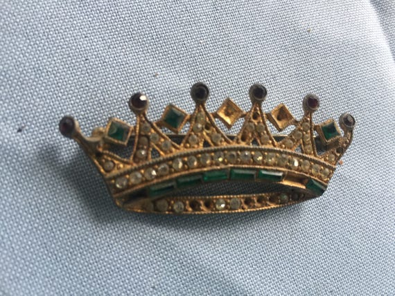 Crown Pin, Queen Pin, Retro Rhinestone Pin, Crown Bro… - Gem