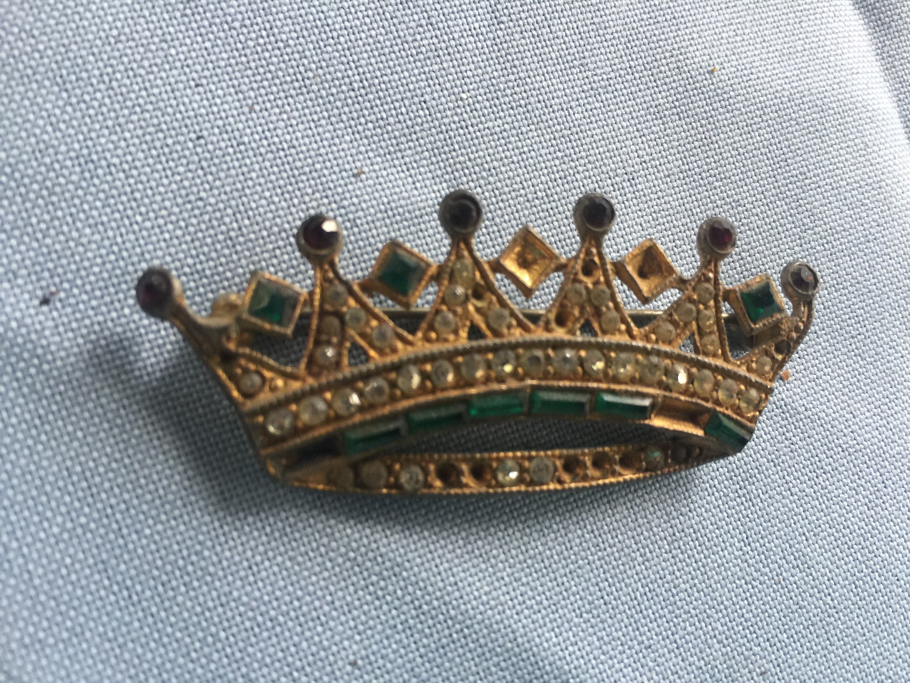 Crown Pin, Queen Pin, Retro Rhinestone Pin, Crown Brooch, Retro 50s Pin ...
