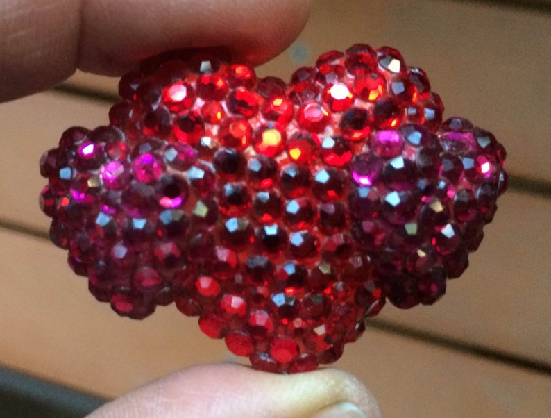 Heart Pin Heart Brooch Rhinestone Heart Heart Jewelry - Etsy