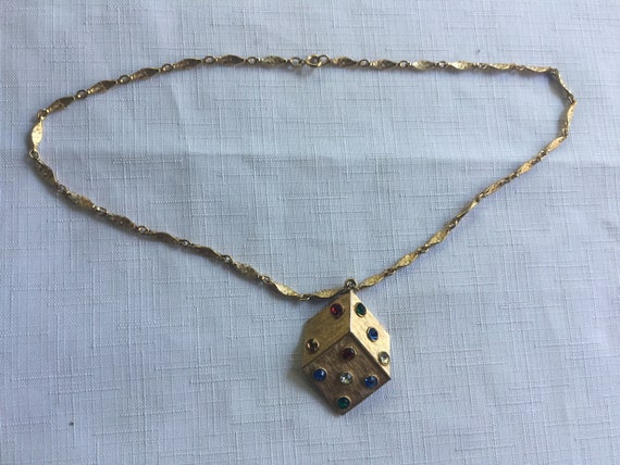 Mod Gold Necklace, 60s Gold Pendant,60s Gold Necklace… - Gem
