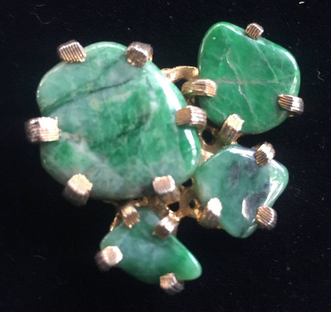 Green Gold Pin, Designer Pin, Abstract Pin, Green Agate Pin, Green ...