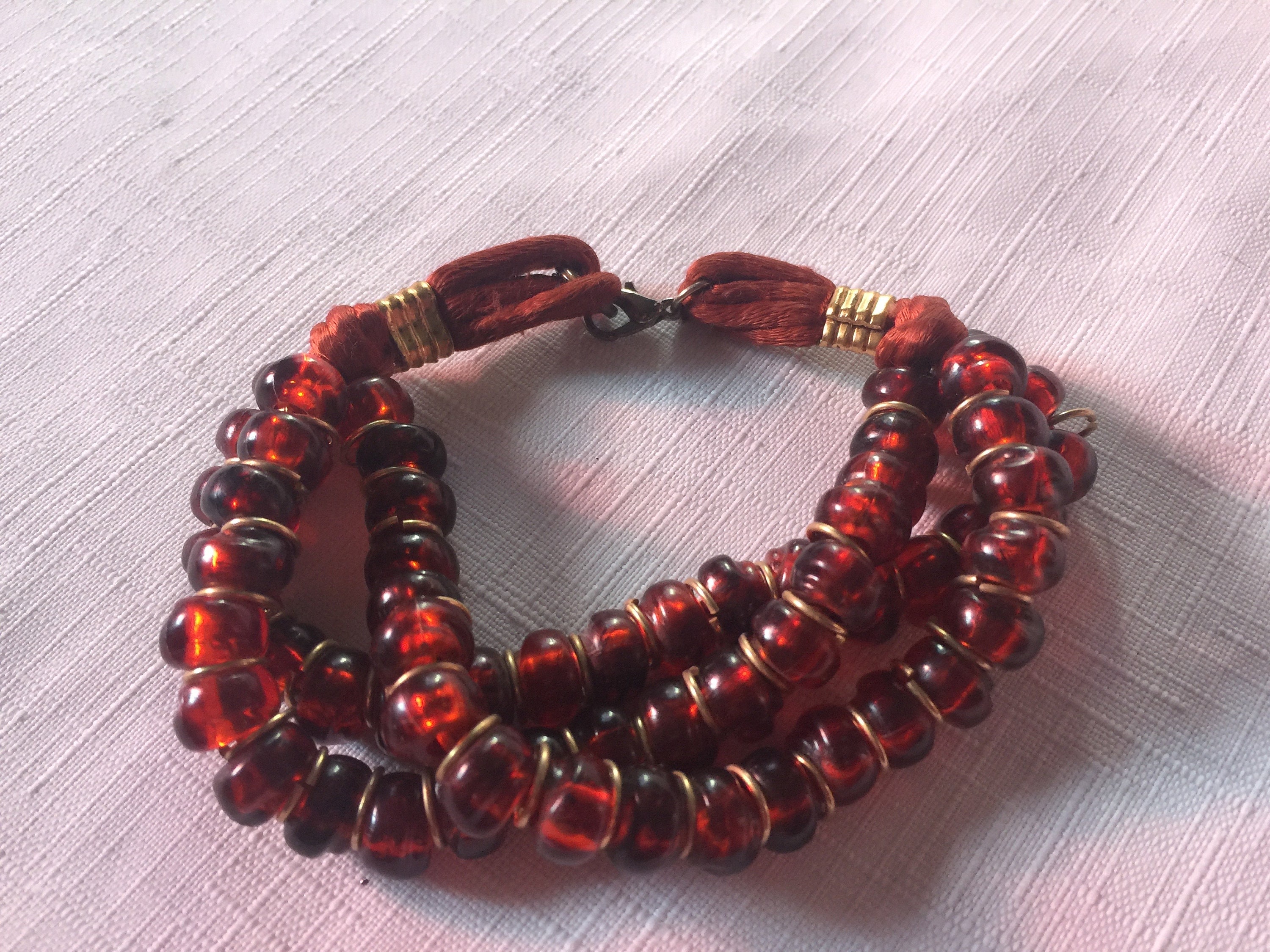 Brown Bracelet Rust BraceletRust Gold BraceletBrown Bead | Etsy