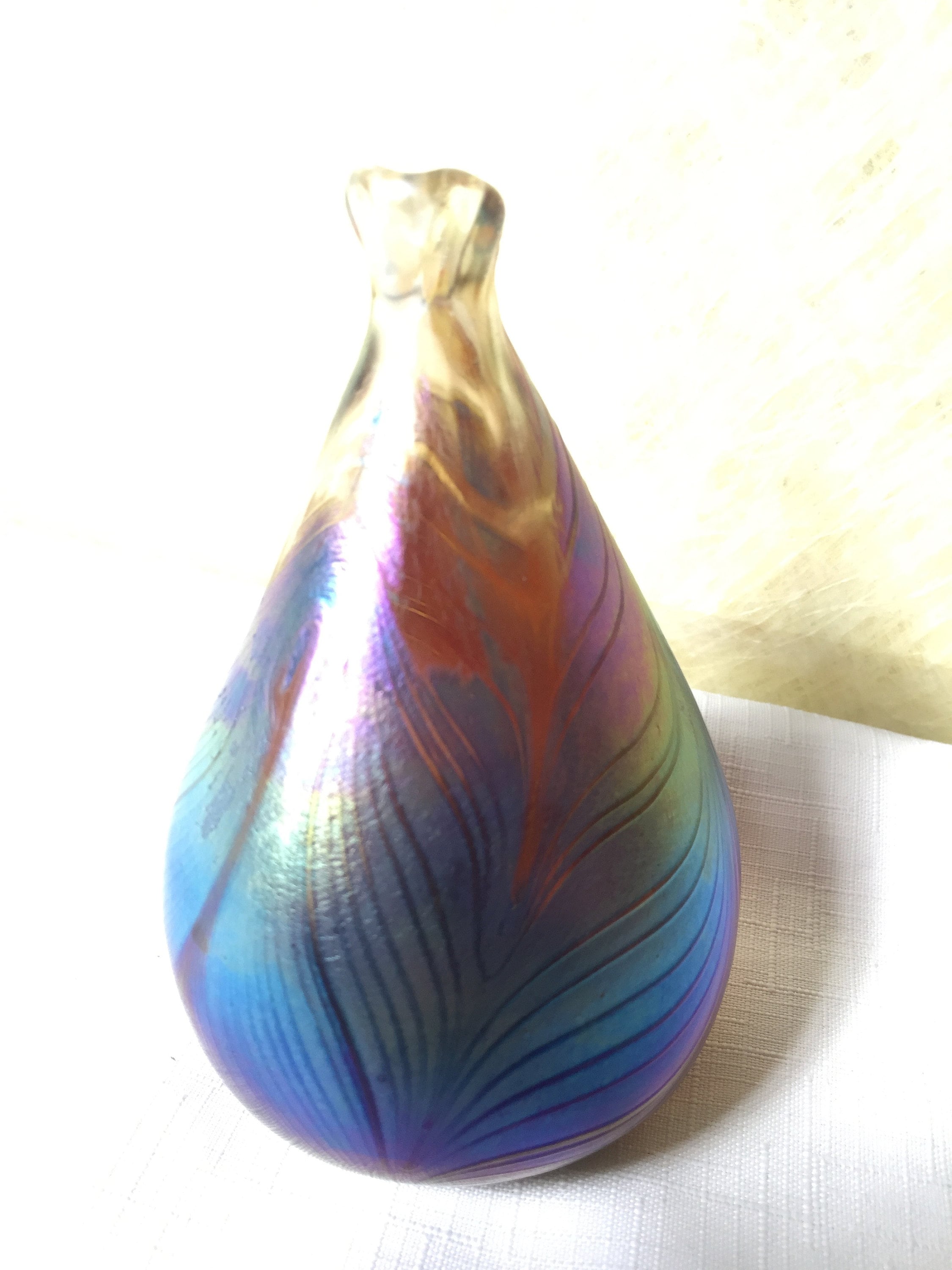 Pulled Feather Vase Blue Art Vase Artisan Blue Vase Medium - Etsy