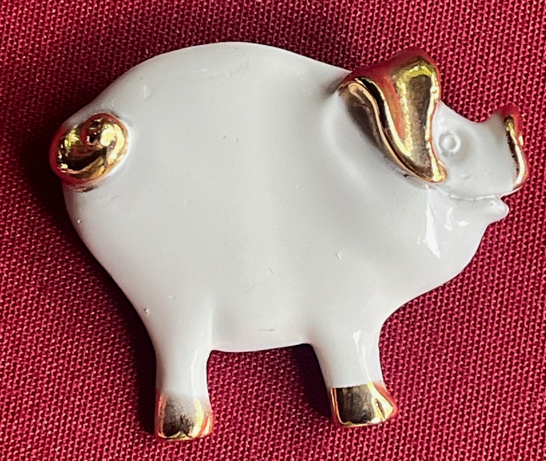 Pig Pin, White Enamel Pin, Pig Brooch, Animal Brooch, Animal Pin, White ...