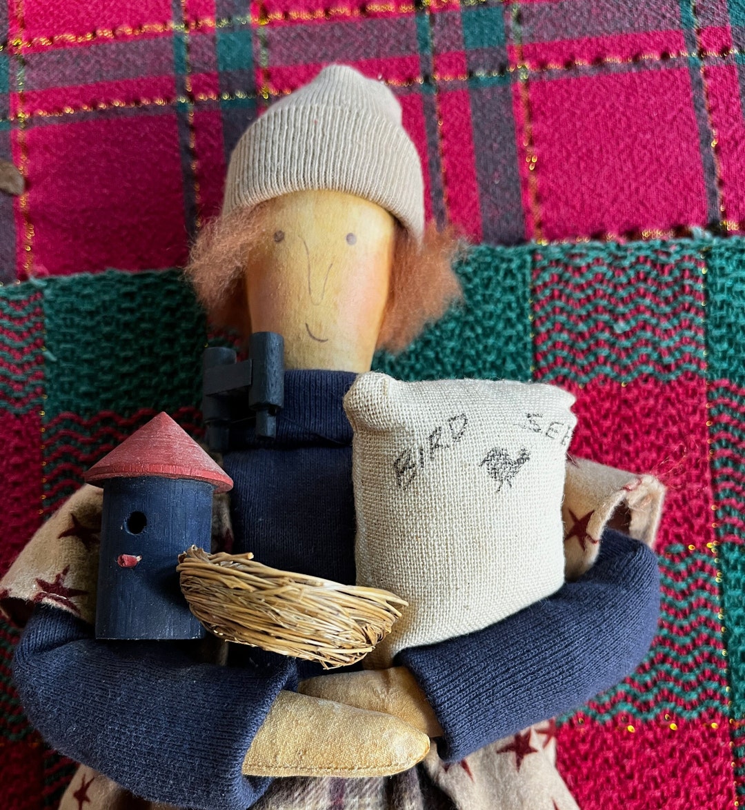 Mother Doll, Grandma Doll, Bird Lady, Retro Lady Doll,woman Doll,bird ...