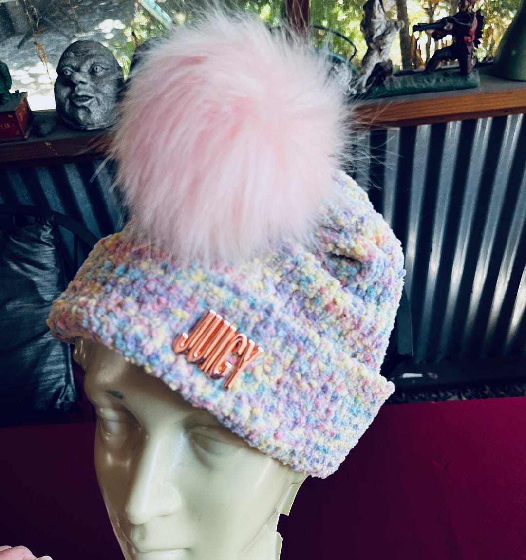 Juicy Couture Cap, Pastel Hat, Knit Hat, Designer Beanie, Juicy Couture ...
