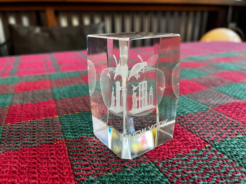 New York Paperweight, New York Art, Big Apple Art, Crystal Paperweight ...