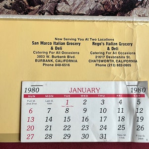 Retro Wall Calendar Antique Calendar 80s Calendar Vintage - Etsy