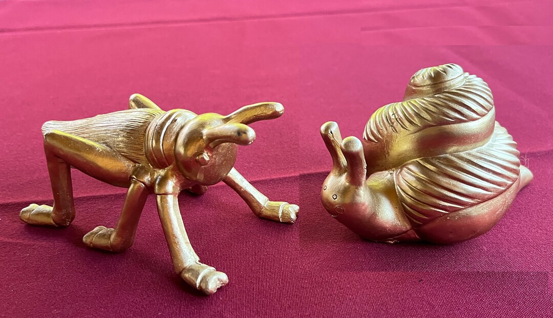 Grasshopper Art, Snail Art, Cricket Art, Small Sculpture, Gold ...