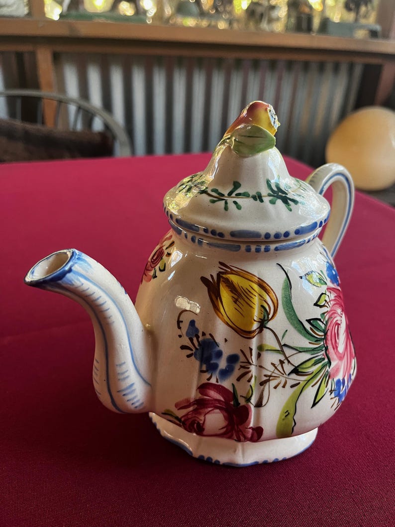 Italy Teapot, Ceramic Teapot, Pottery Teapot, Floral Teapot, Painted ...